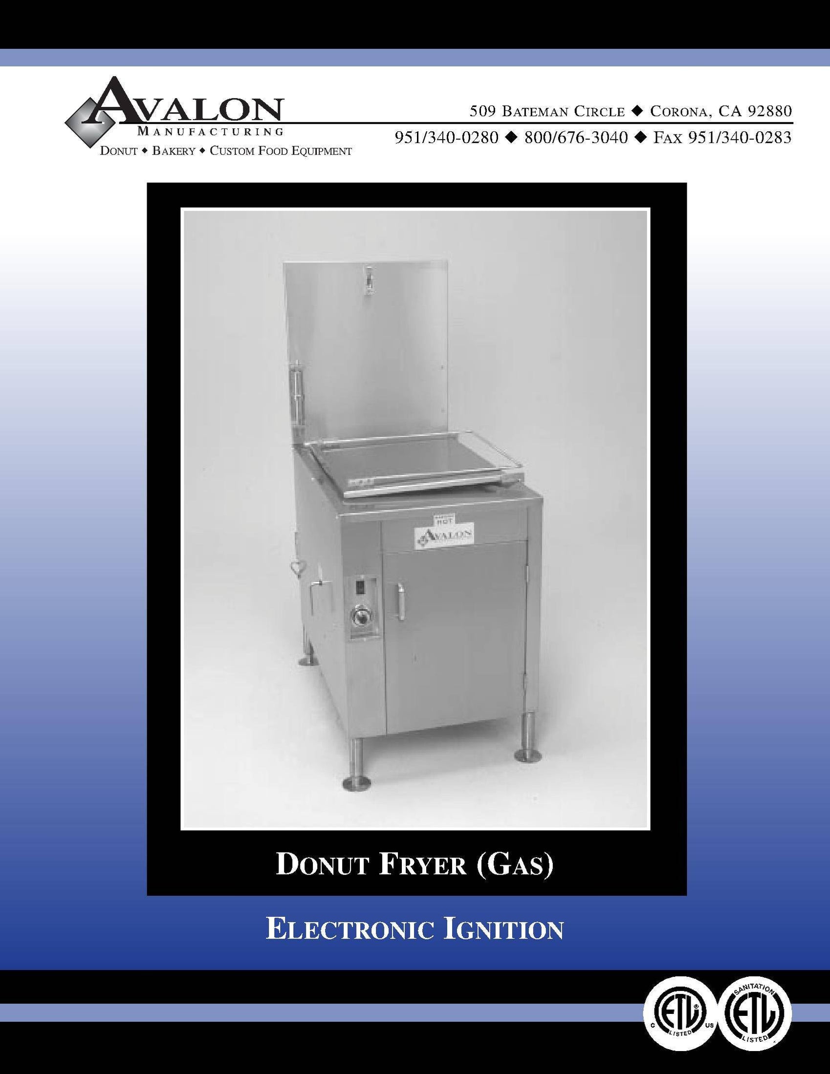 Avalon 18" x 26" Donut Fryer, Natural Gas, Electronic Ignition, Right